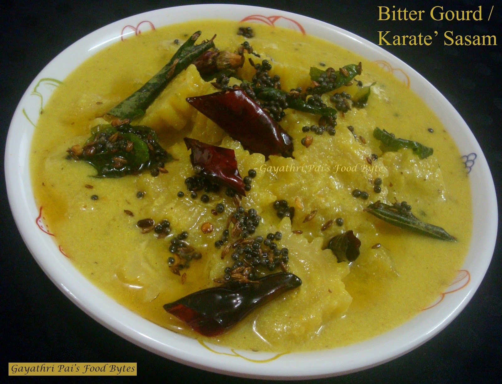 Gayathri Pai's Food Bytes: Bitter Gourd / Karate’ Sasam with Ghee Rice.