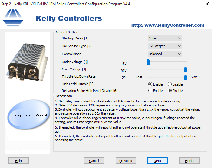 1973 Austin Mini: Kelly KHB 72701 Controller Settings