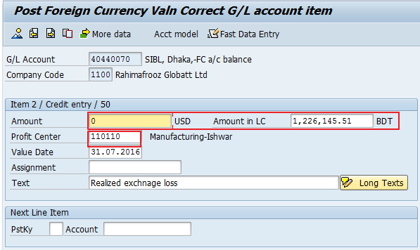FICO: FBB1 Realized foreign currency valuation process / Realized month ...