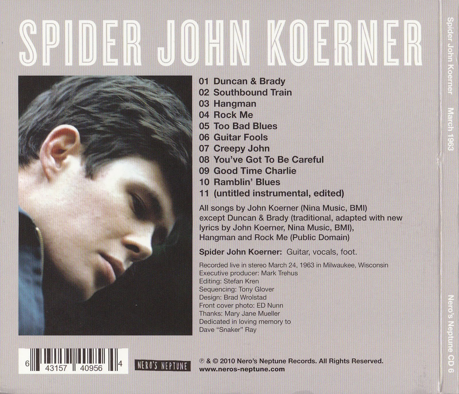Chase The Blues: Spider John Koerner - March 1963
