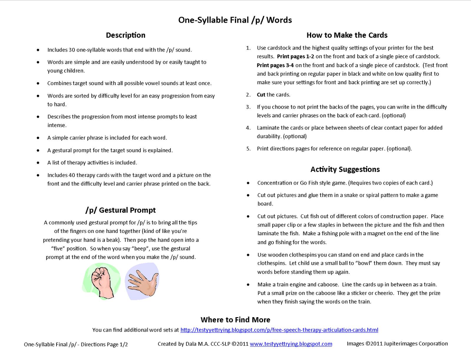 Testy yet trying: Final P: Free Speech Therapy Articulation Picture Cards