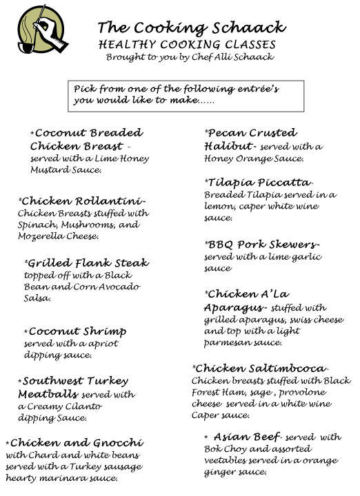 The Cooking Schaack: Healthy Cooking Class Menu For Couples