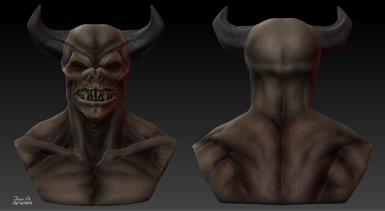Thetwinsartists: Zbrush demon bust sculpt