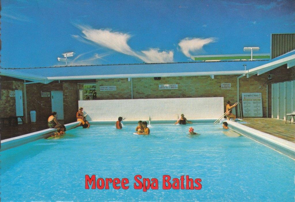 Swimming: Pool postcard: Moree Spa Baths