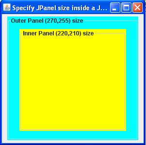 Specify JPanel size inside a JPanel which size is also being specified ...