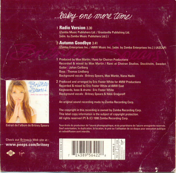 MUSICOLLECTION: BRITNEY SPEARS - Baby One More Time - CD 2Titres - 1998