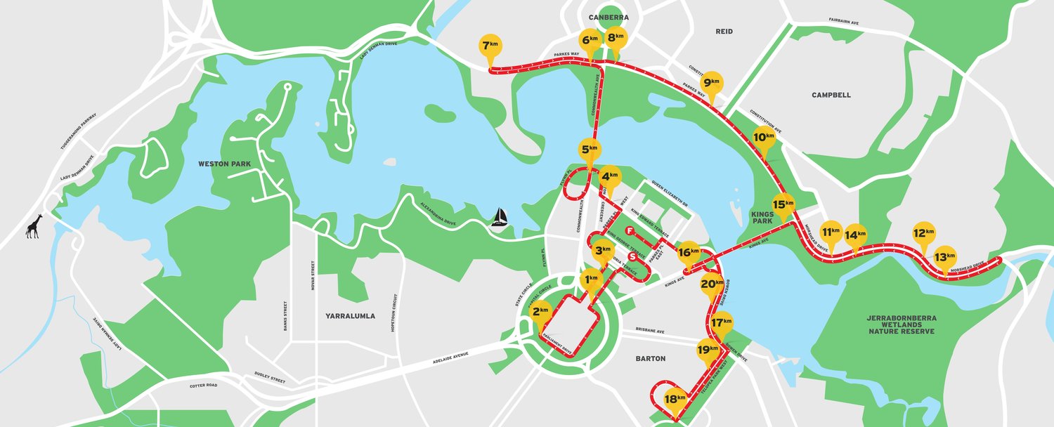 Canberra Marathon ("Australian Running Festival") courses and timetable ...