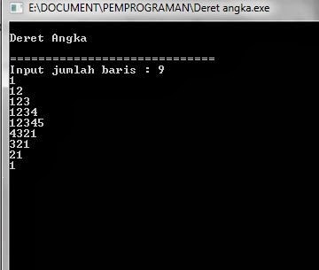 Program Deret Angka Berurutan Naik dan Turun C++