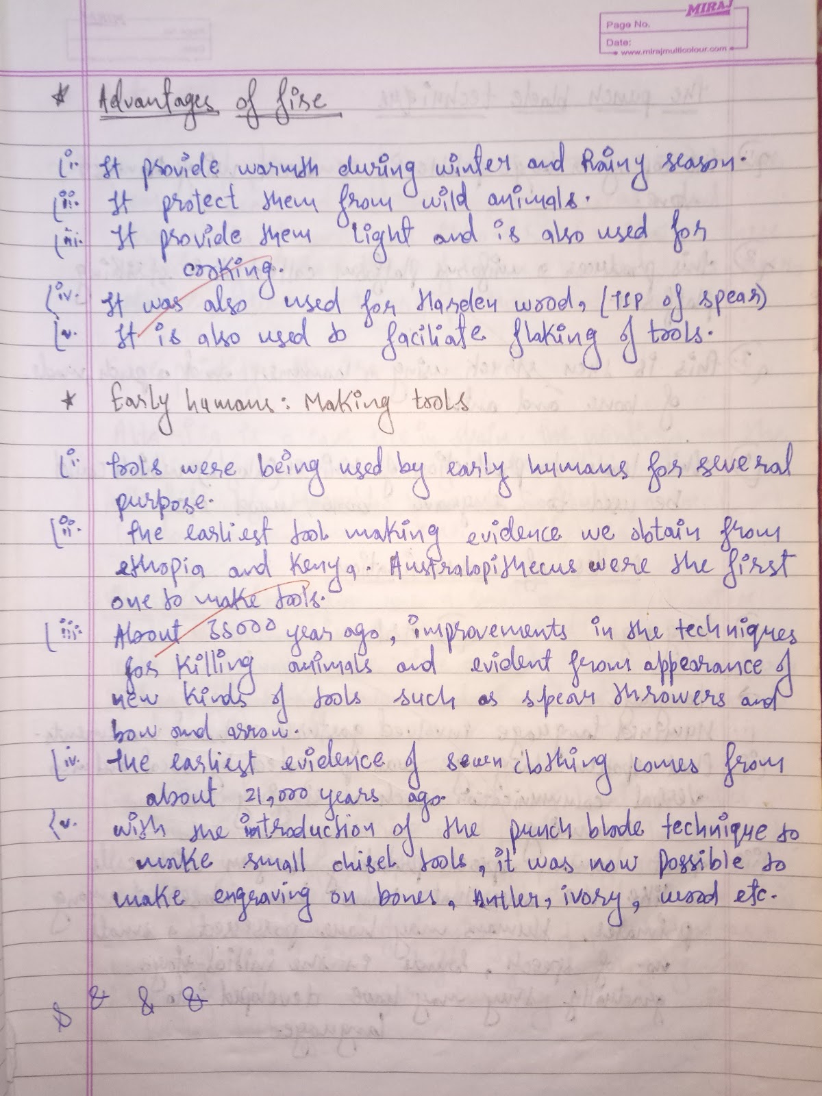 Handwritten Notes of From the Beginning of Time-class 11th-History
