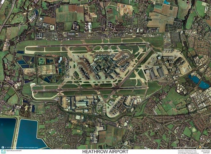 Jet Airlines: Heathrow Airport aerial view