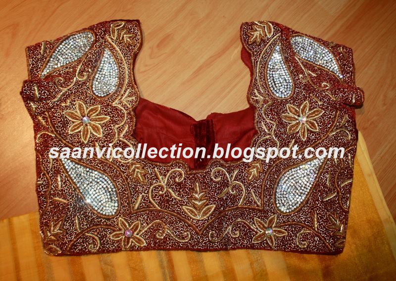 world of ethnic fashion !!!: Brown color maggam work blouse