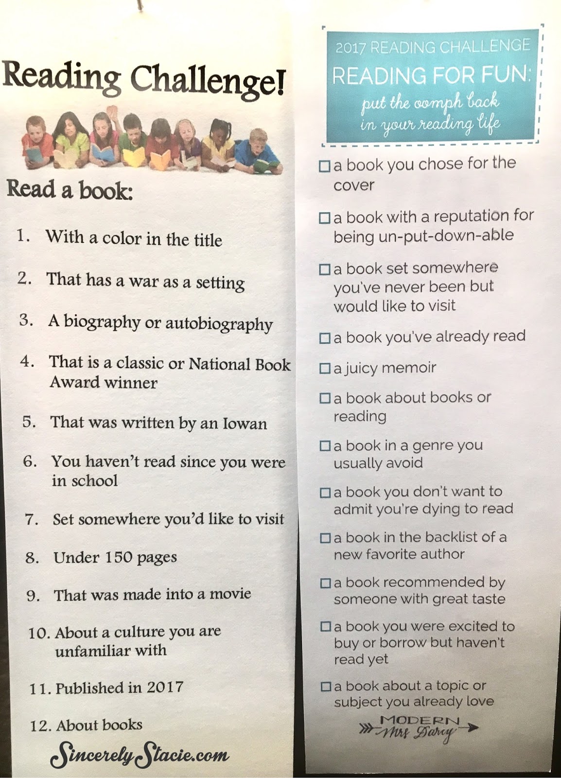 Reading Challenges for 2017 - Sincerely Stacie