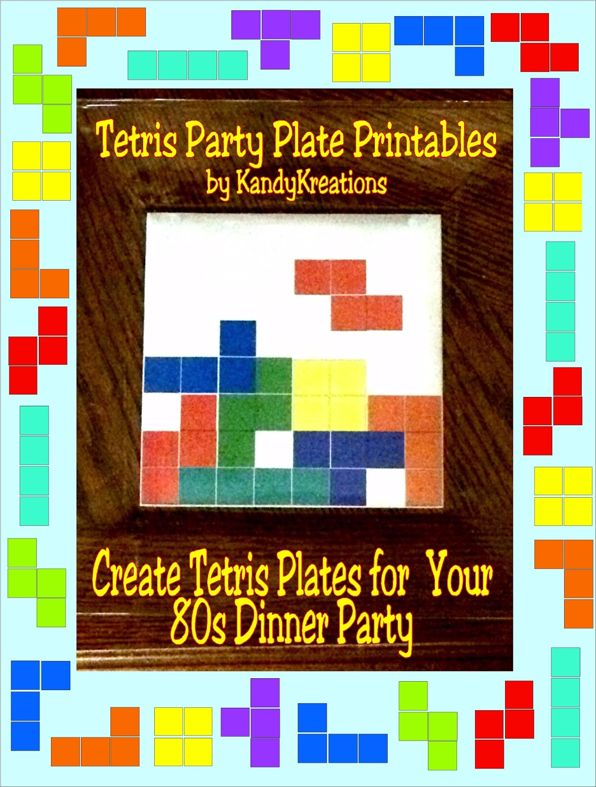 Tetris Glass Plate Inserts for Video Game Dinner Party