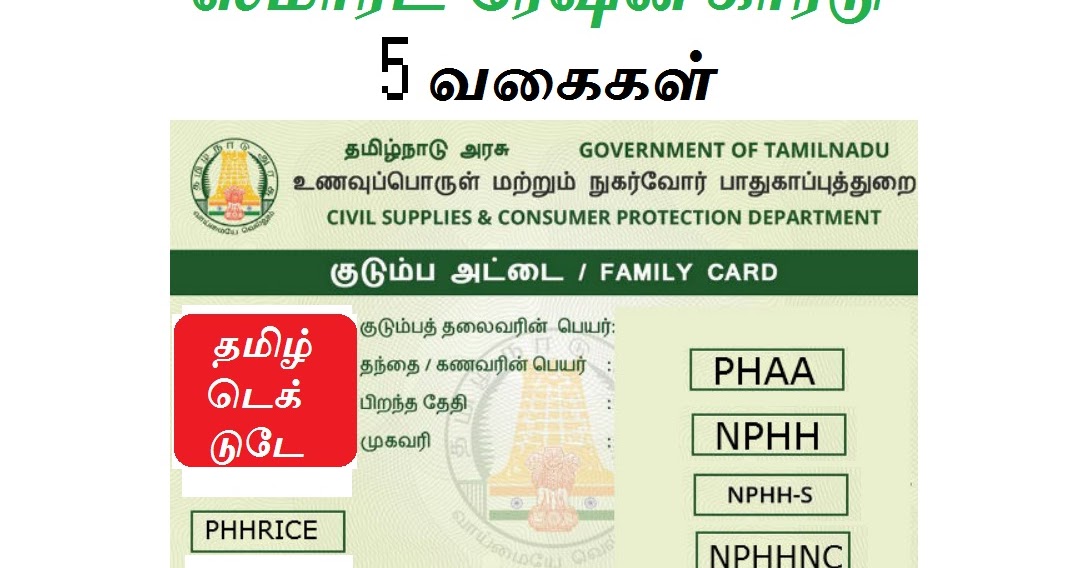 TAMIL NADU RATION SHOP FULL DETAILS and TYPE OF RATION CARD....TNPDS ...