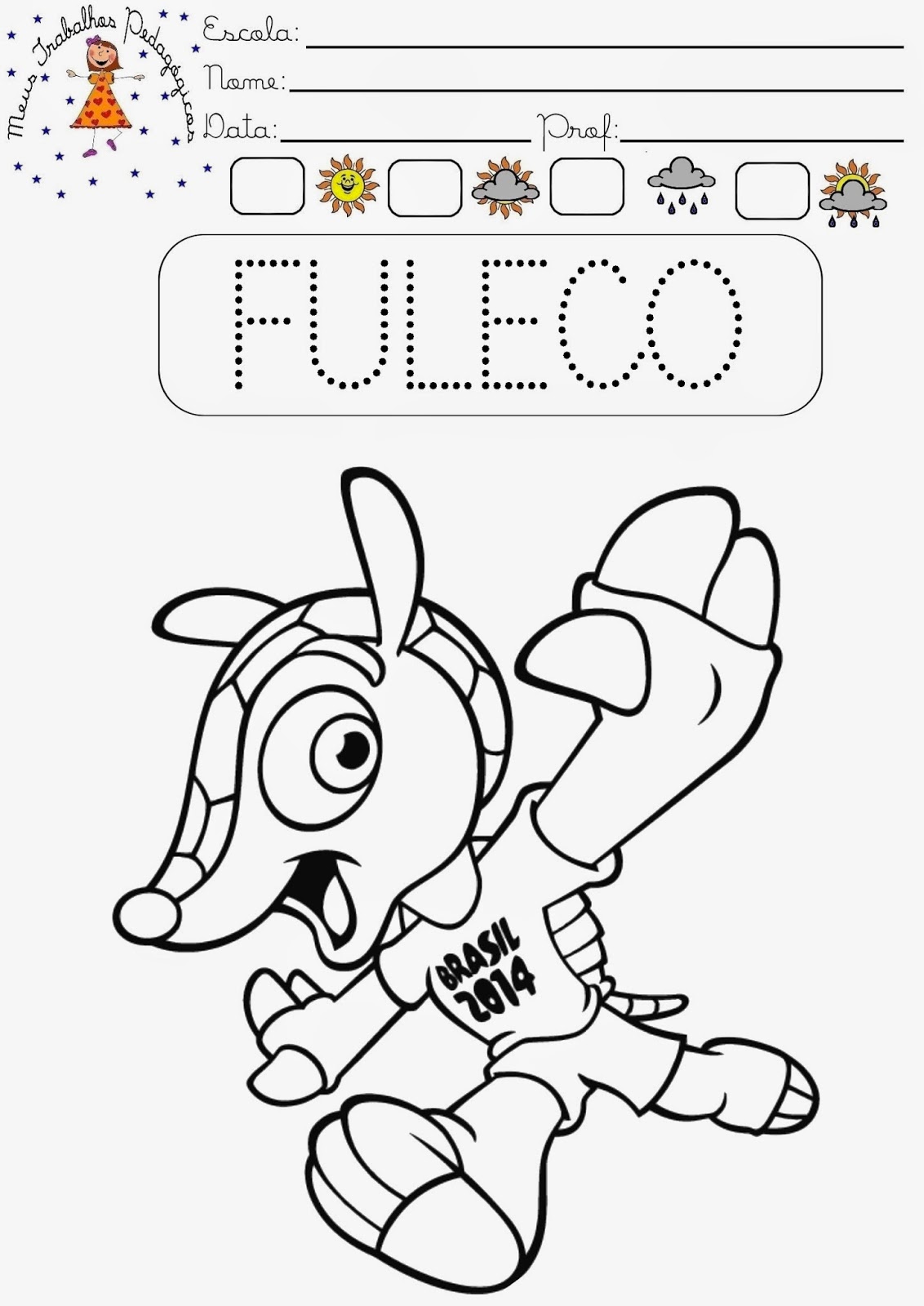 JORNAL PONTO COM: Para colorir e cobrir - copa 2014 - Fuleco.