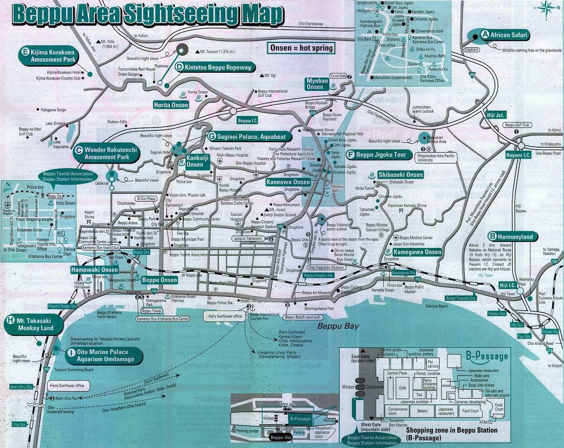 Mapas y planos de Beppu - Kyushu - Conmimochilacuestas