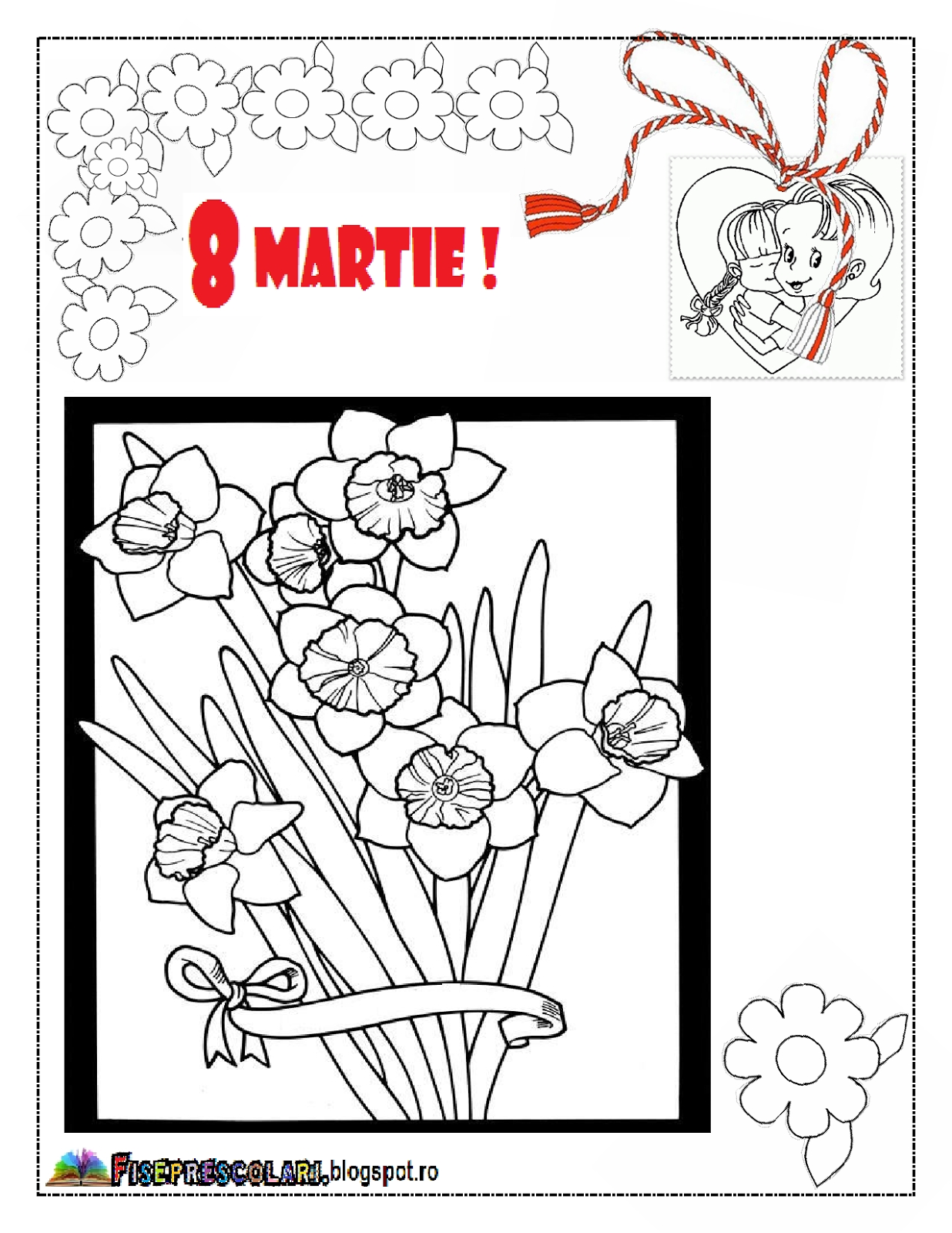 FISE de Colorat pentru 8 Martie - Planse de Colorat pentru 8 Martie ...