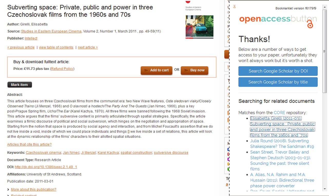 Open Access Button – mapping paywalls – St Andrews Open Research