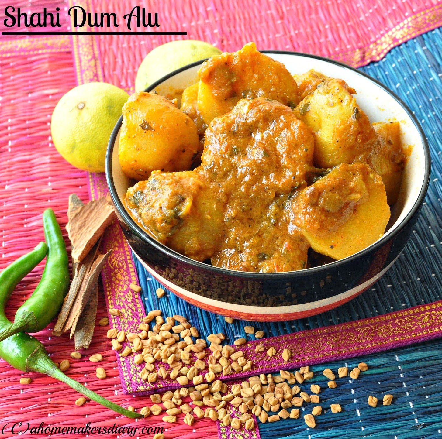 Shahi Dum Alu (New potatoes simmered in spicy gravy) - A Homemaker's Diary