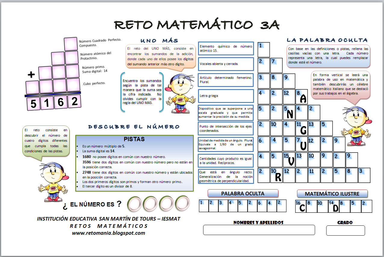 RETO MATEMÁTICO 3A ~ RETOS MATEMÁTICOS
