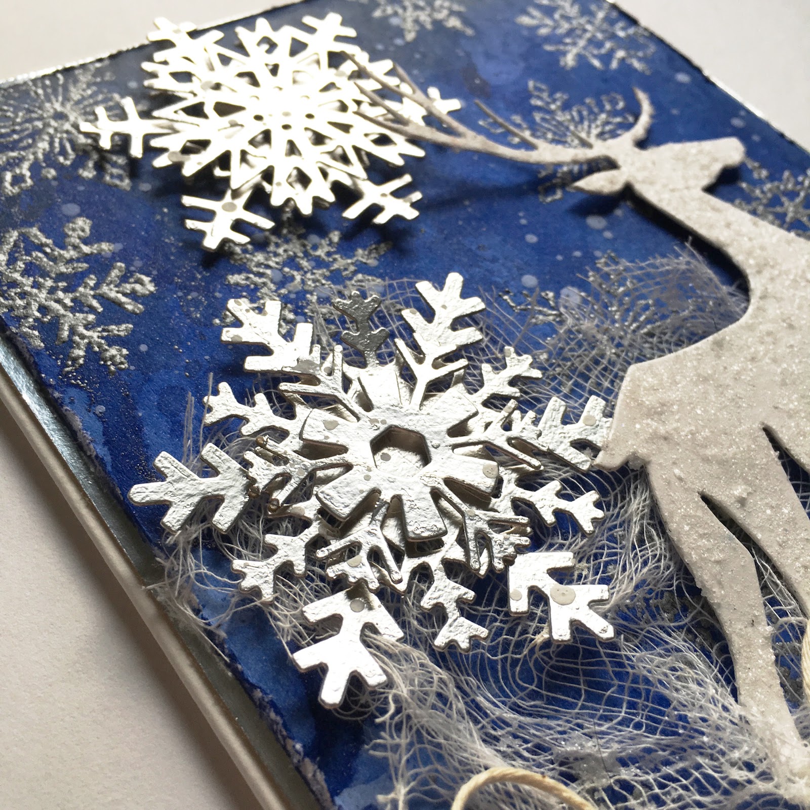 SewPaperPaint: Tim Holtz Reindeer and Snowflake Die Winter Card
