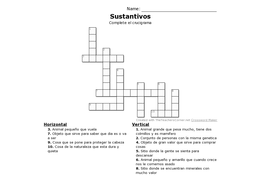 Compartimos y Aprendemos 6ºA: Mi crucigrama