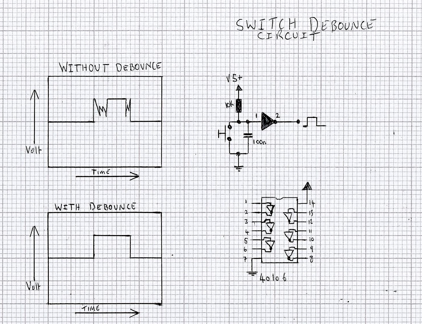 Paul In The Lab: 6 Tact Switch Debounce Veroboard Stripboard Layout