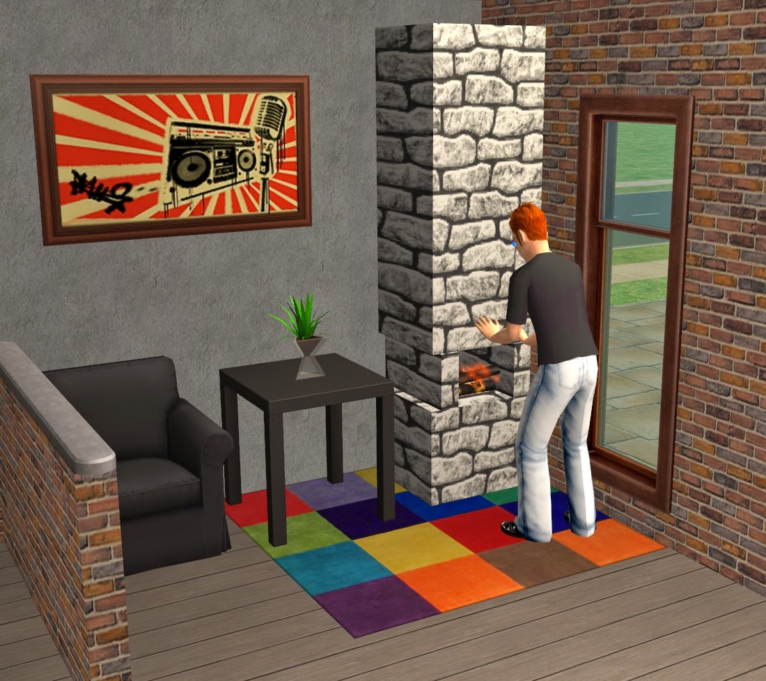 TheNinthWaveSims: The Sims 2 - Rustic Meets Modern Fireplace