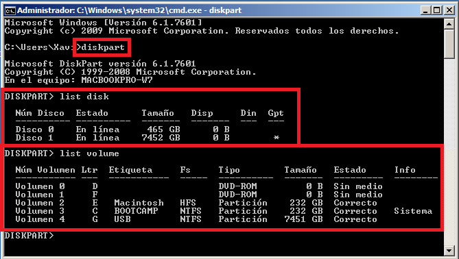 Pantallazos.es: Microsoft Command-line: Listar Unidades de disco y ...