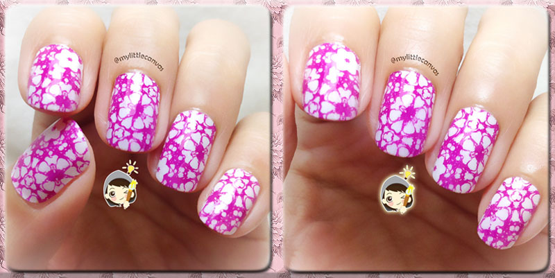 @MyLittleCanvas: Floral Batik Nails in Pink