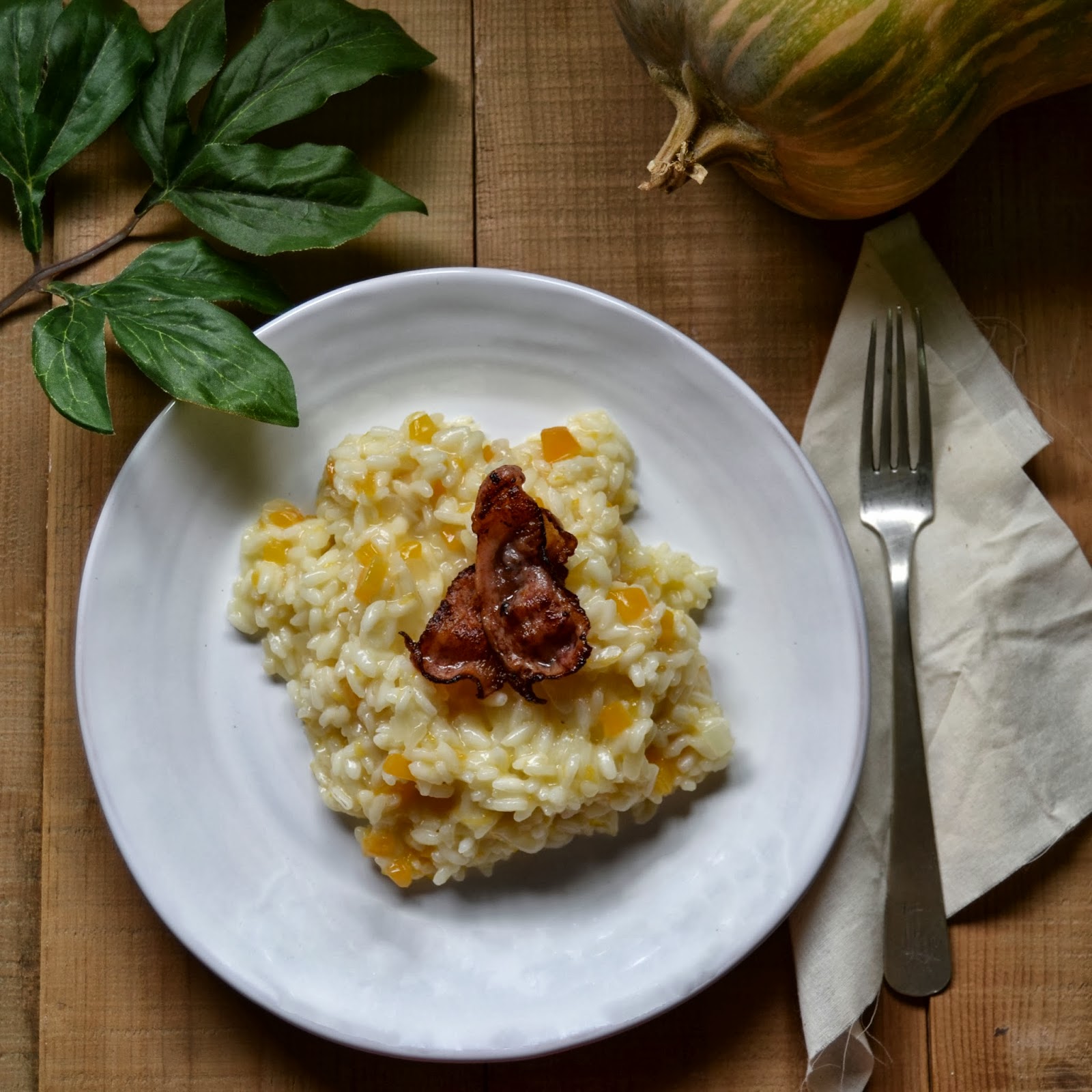 Contigo en la playa! : RISOTTO DE CALABAZA CON BACON CRUJIENTE
