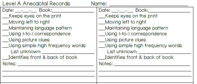 Grow Little Kinder Garden: Kindergarten Guided Reading: Anecdotal Records
