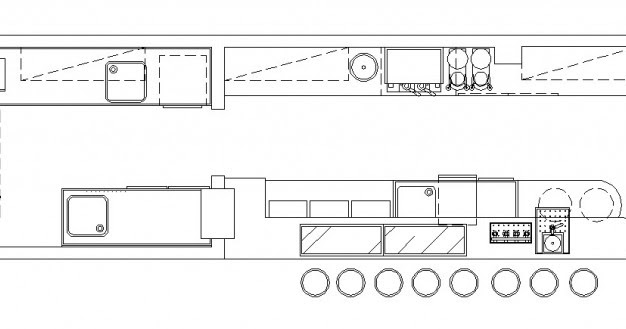 KITCHEN OF RESTAURANT WITH BAR ARCHITECTURE LAYOUT PLAN CAD DRAWING ...