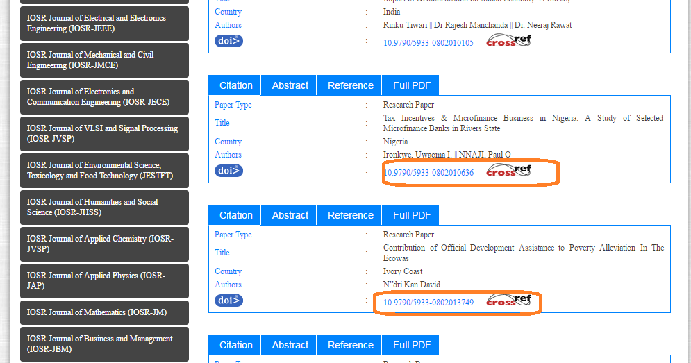 IOSR Journals provides DOI (Digital Object Identifier) to each ...