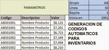 GENERACIÓN AUTOMÁTICA DE CÓDIGOS EN EXCEL