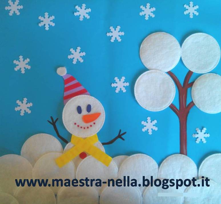 maestra Nella: paesaggi innevati con i dischetti di cotone