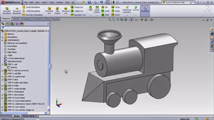 How to draw 3d Train 2 with Layout Sketches in Solidworks Tutorial ...