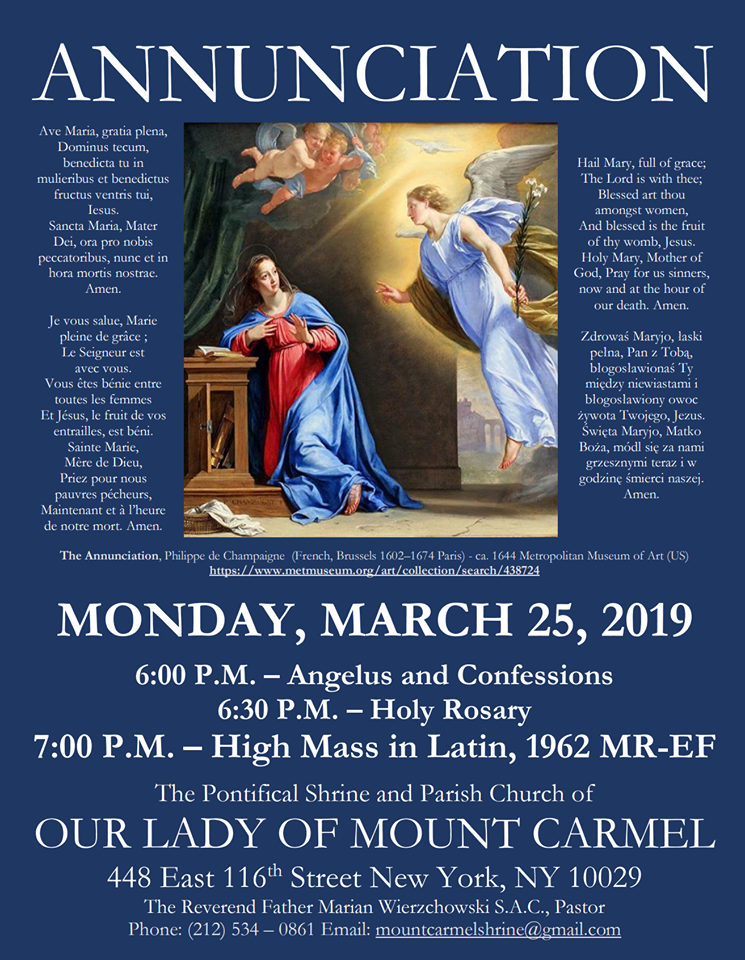 New Liturgical Movement: Annunciation Masses in New York City and Rome