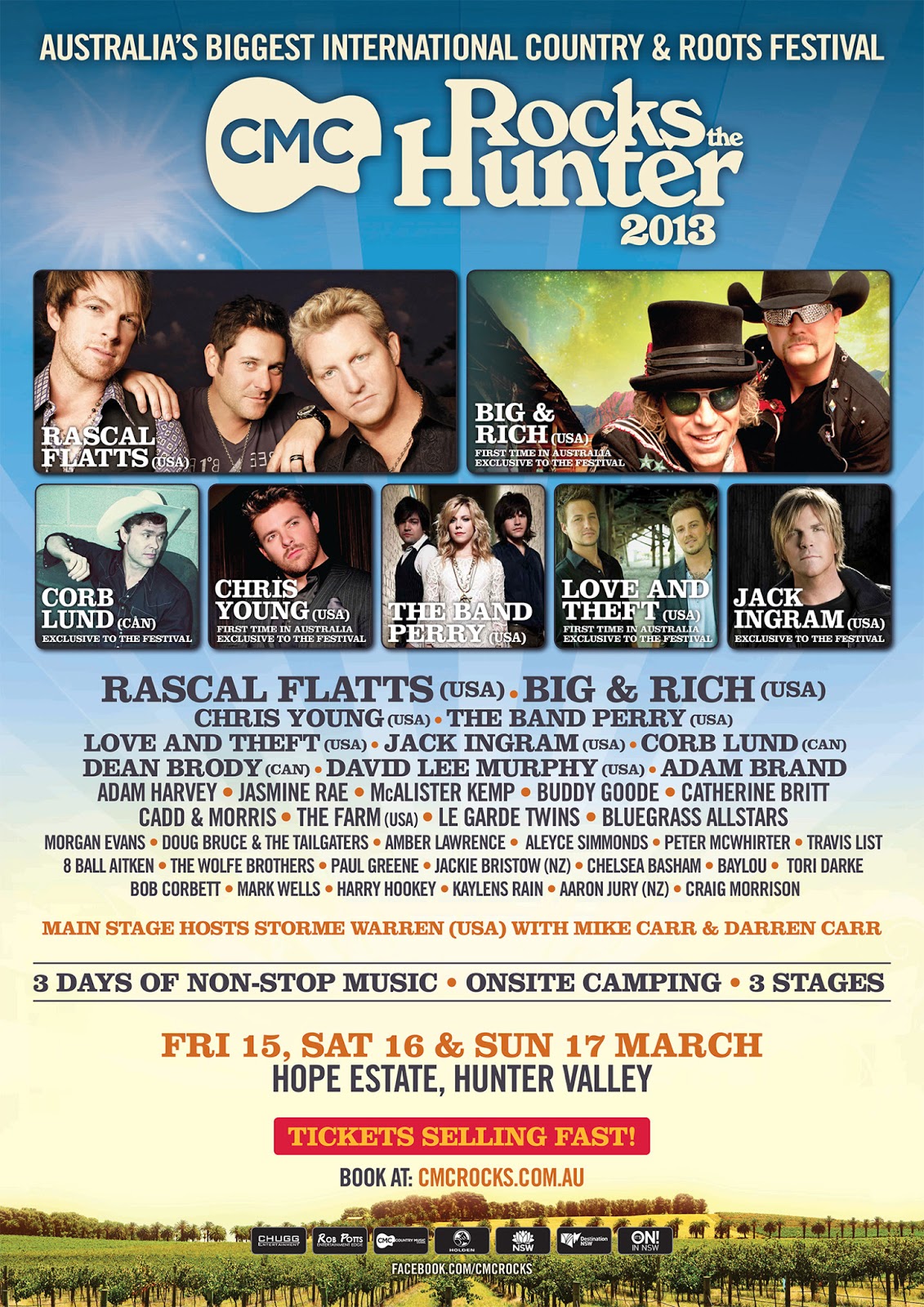 The Red Carpet Club News: McAlister kemp join CMC Rocks the Hunter 2013!