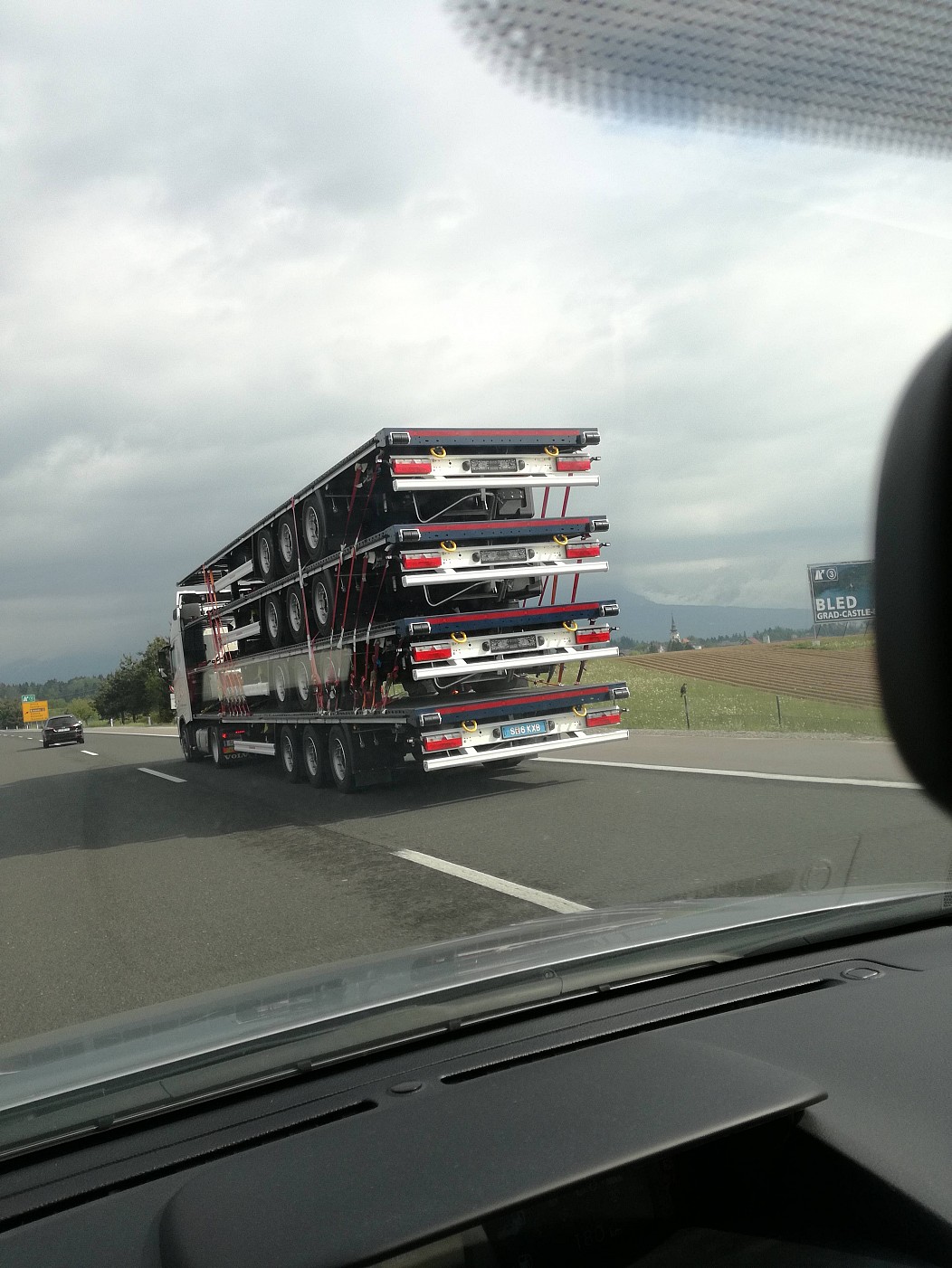 transpress nz: stacked flatbed truck trailers, Slovenia