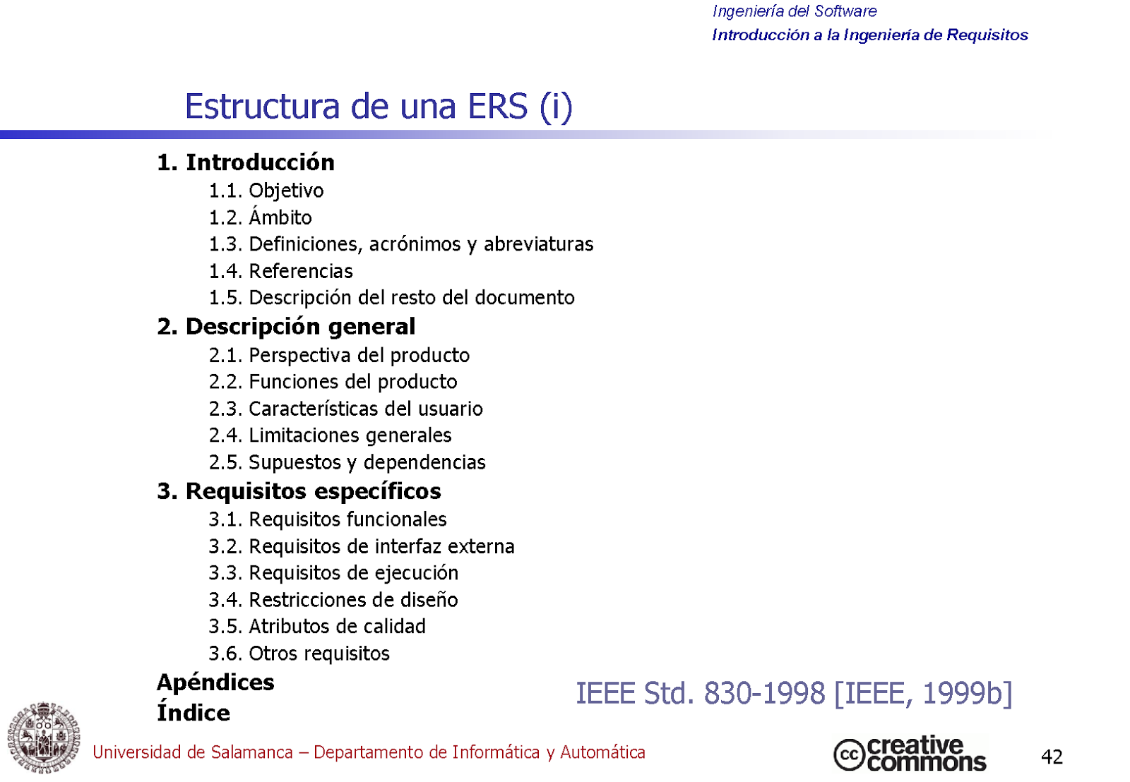 Requerimientos de Software: Tema 5: Diferentes Estructuras de los ERS
