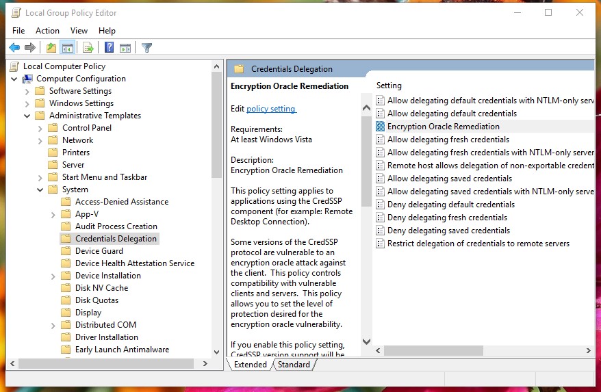 Cara mengatasi error remote desktop error CredSSP Encryption Oracle ...