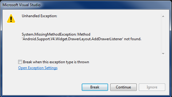 Error Androidsupportv4widgetdrawerlayoutadddrawerlistener En Xamarin Forms