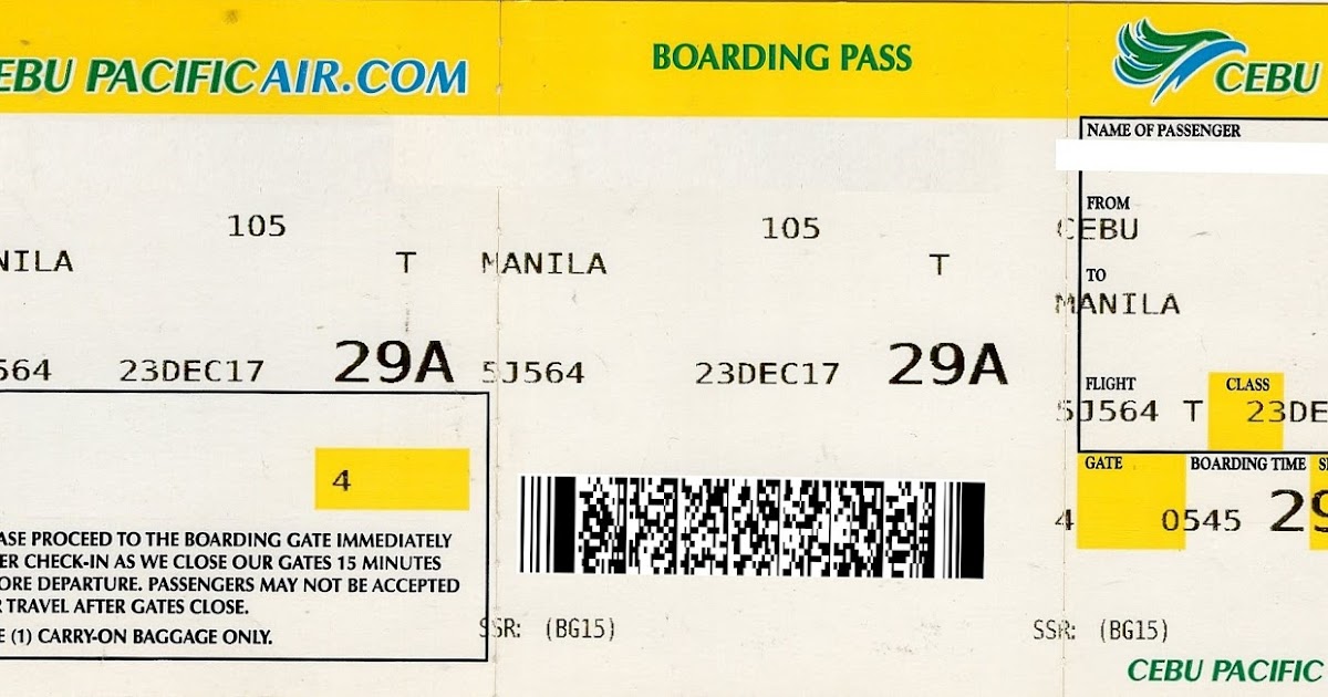 The traveler's drawer: CEBU PACIFIC AIR. Boarding Pass for the flight ...