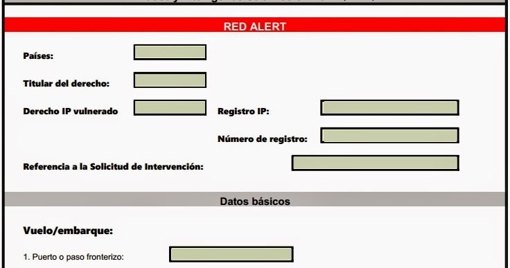 Formulario Red Alert de la Comisión Europea en pdf interactivo