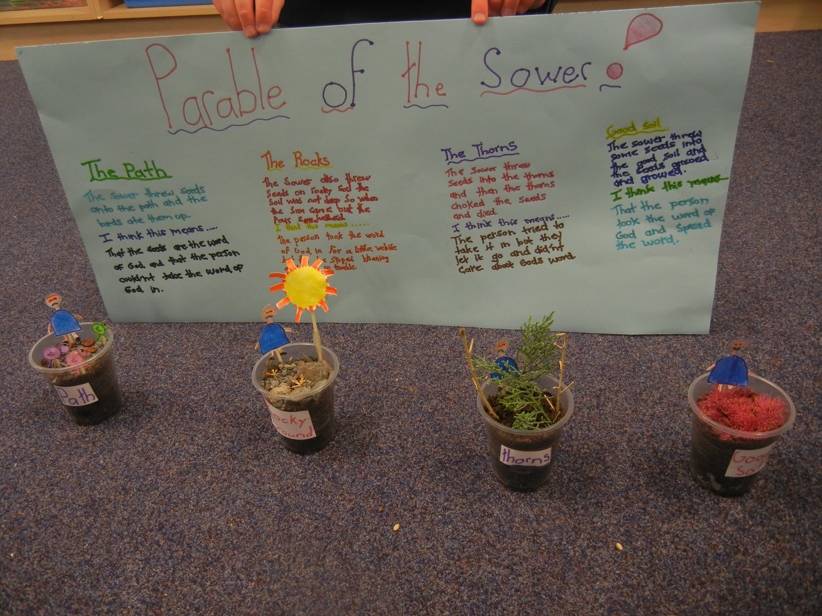 Parable of the sower-3rd-6th- bring cups, soil, rocks, etc. divide the ...