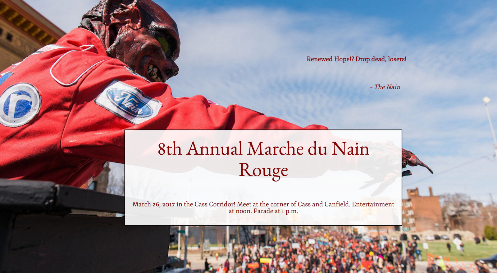 MOTORCITYBLOG: NEXT SUNDAY: Marche du Nain Rouge in Cass Corridor