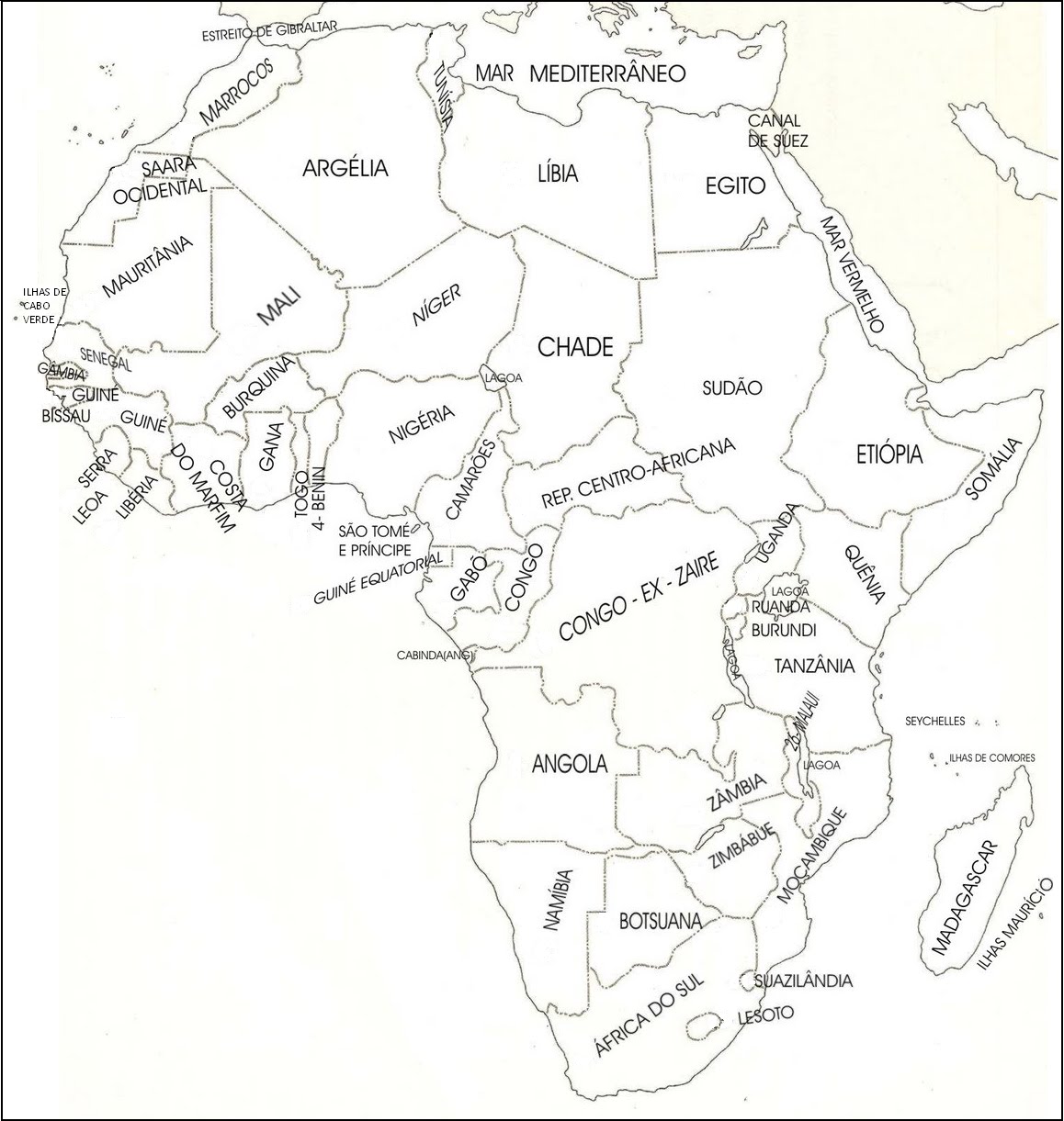 Mapa do Continente Africano!-ESPAÇO EDUCAR