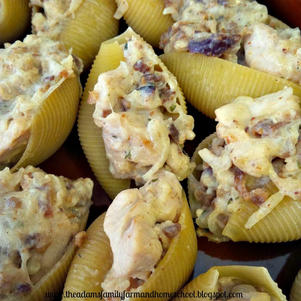 Adams Family Farm and Homeschool: Stuffed Chicken Bacon Ranch Shells