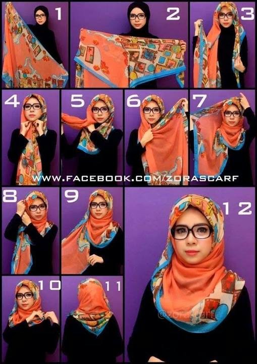Hijab Tutorials: Square Scarf Hijab Tutorial